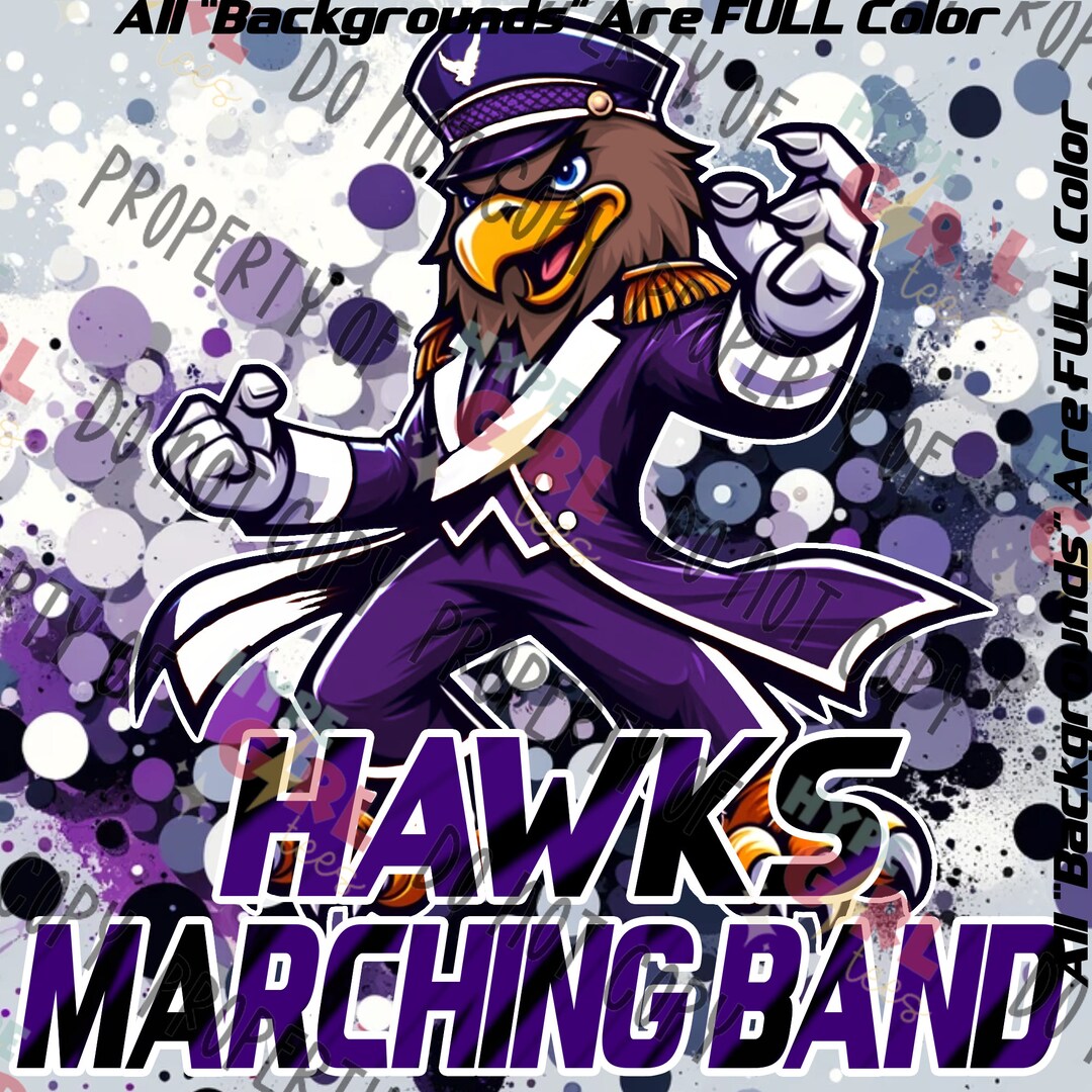 Hawks / Falcons Marching Band Mascot PNG Digital File. Purple & White ...