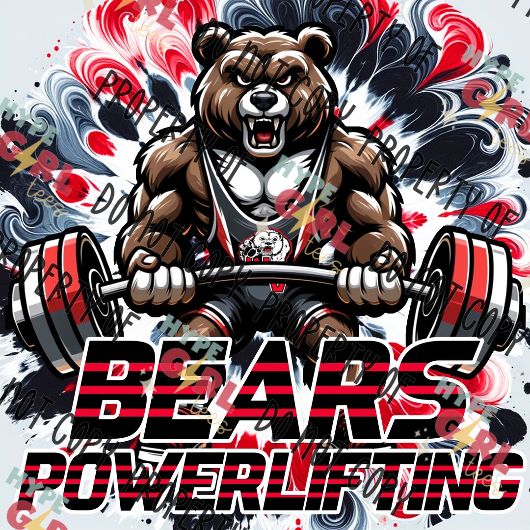 Bears Power Lifting Mascot PNG, Digital File. Bears Logo. Black & Red ...