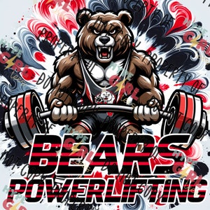 Bears Power Lifting Mascot PNG, Digital File. Bears Logo. Black & Red ...