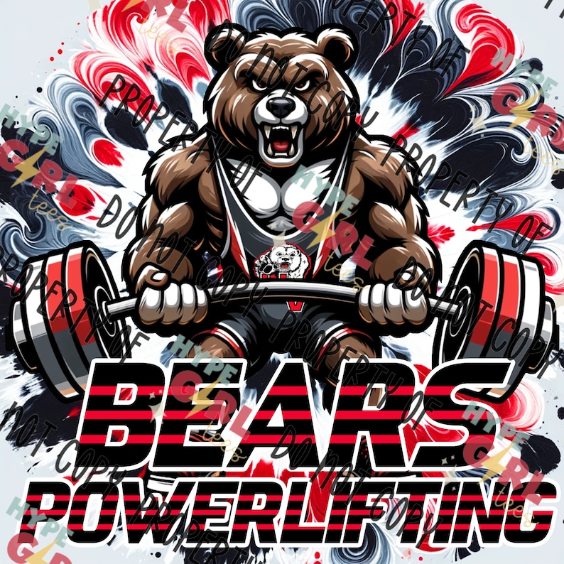 Bears Power Lifting Mascot PNG, Digital File. Bears Logo. Black & Red ...