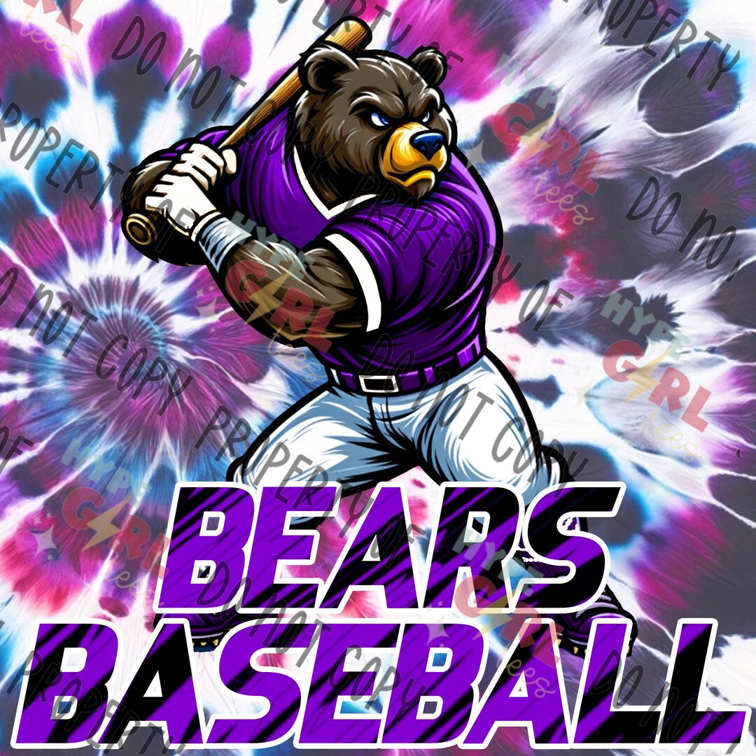 Bears Baseball Mascot PNG Digital File. Purple & White Variant. OTHER ...