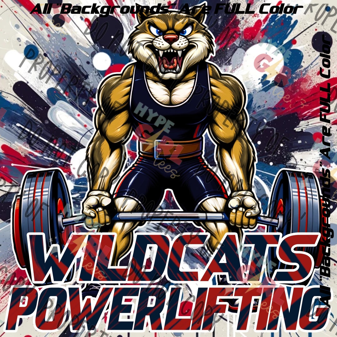Wildcats / Bobcats / Cougars Powerlifting Mascot PNG, Digital File ...