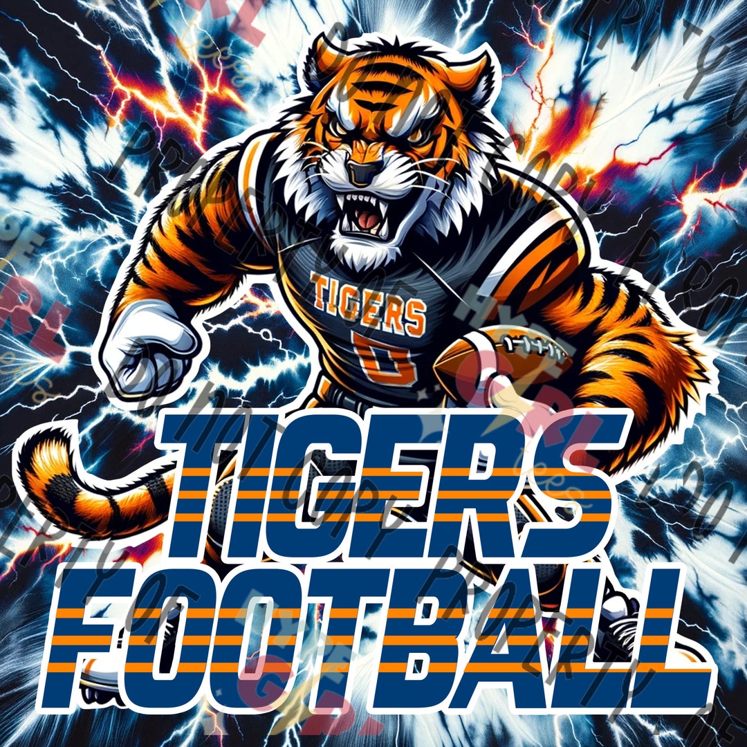 Tigers Football PNG Digital File. Blue & Orange Variation. Other Colors ...