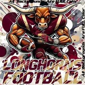 Longhorns / Bulls / Steers Football Design PNG Digital File. Maroon ...