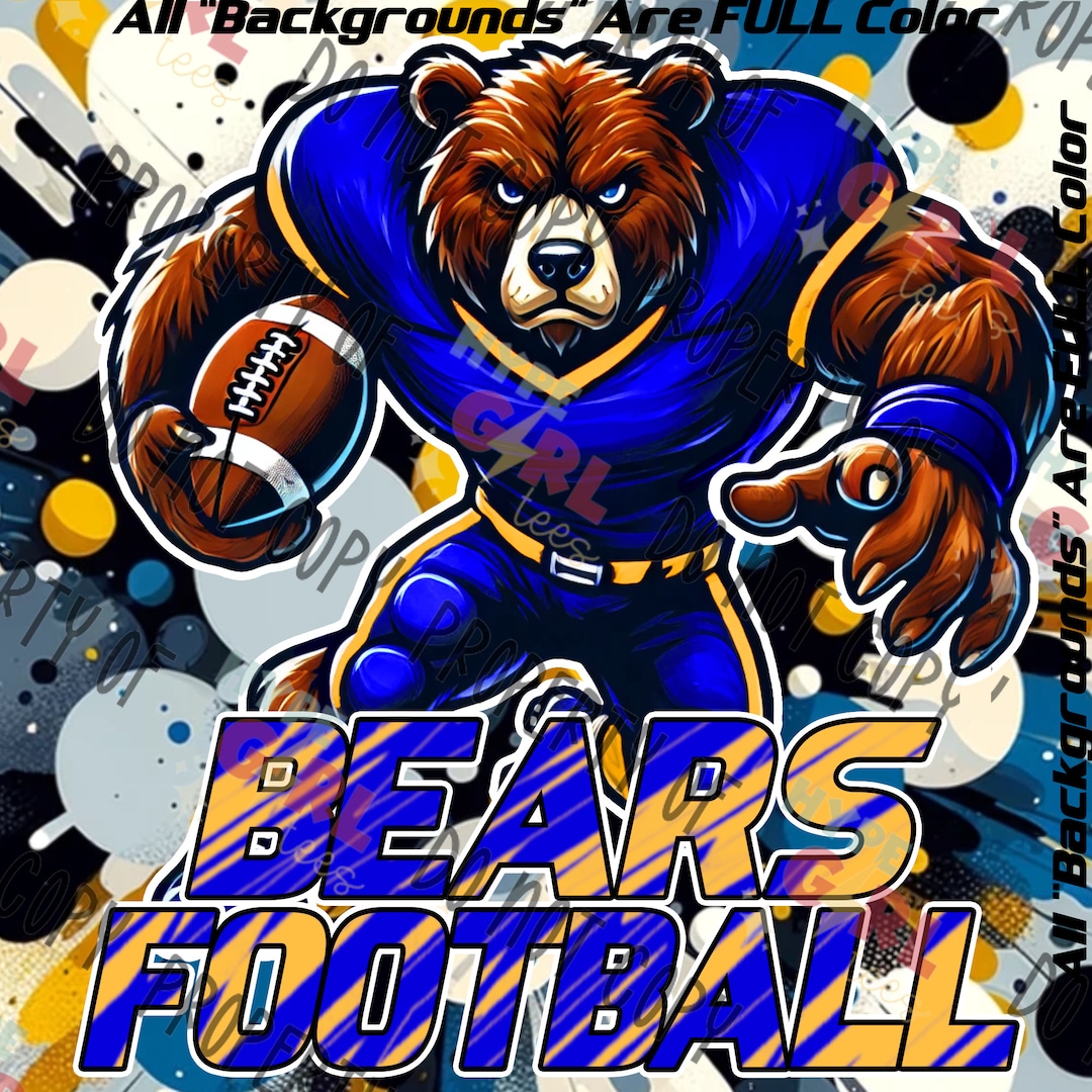 Bears Football PNG Digital File. Blue & Gold Variation. Other Colors ...