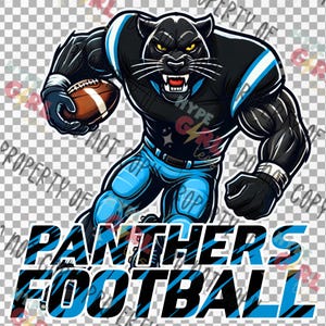 Panthers Football Design PNG Digital File. Black & Columbia Blue ...