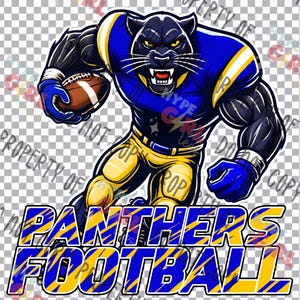 Panthers Football Design PNG Digital File. Blue & Gold Variation. Other ...