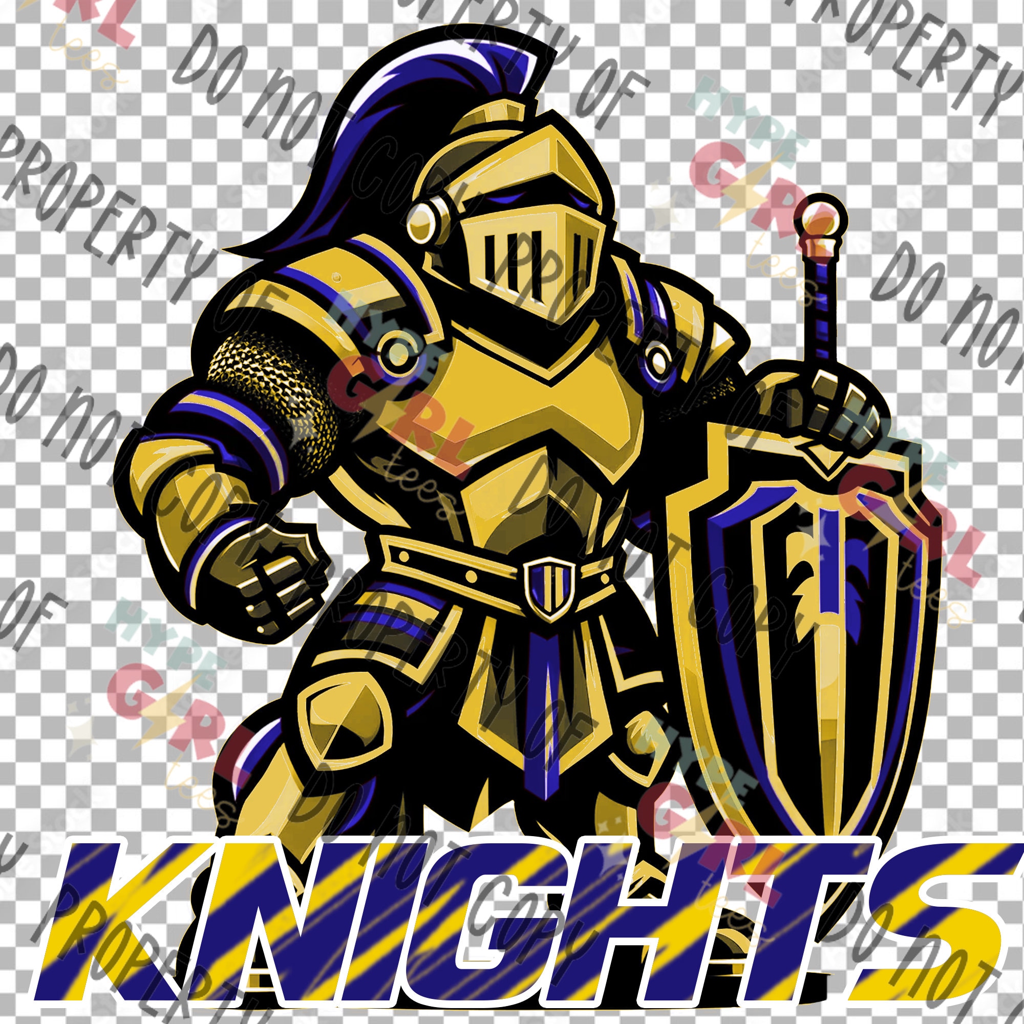 Knights Mascot PNG, Digital File. Knights Logo. Navy & Gold Variation ...