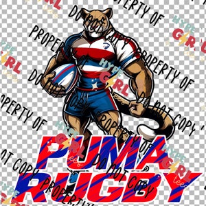 Rugby Mascot PNG Digital File. Red, White, and Blue Variant. Other ...