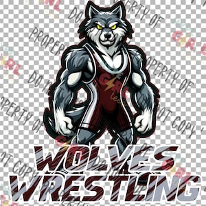 Wolves Wrestling Mascot PNG, Digital File. Wolf Logo. Maroon & Silver ...