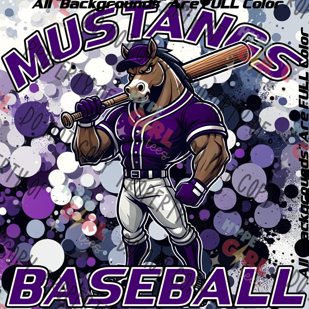 Broncos / Mustangs Baseball Design PNG Digital File. Purple & White ...
