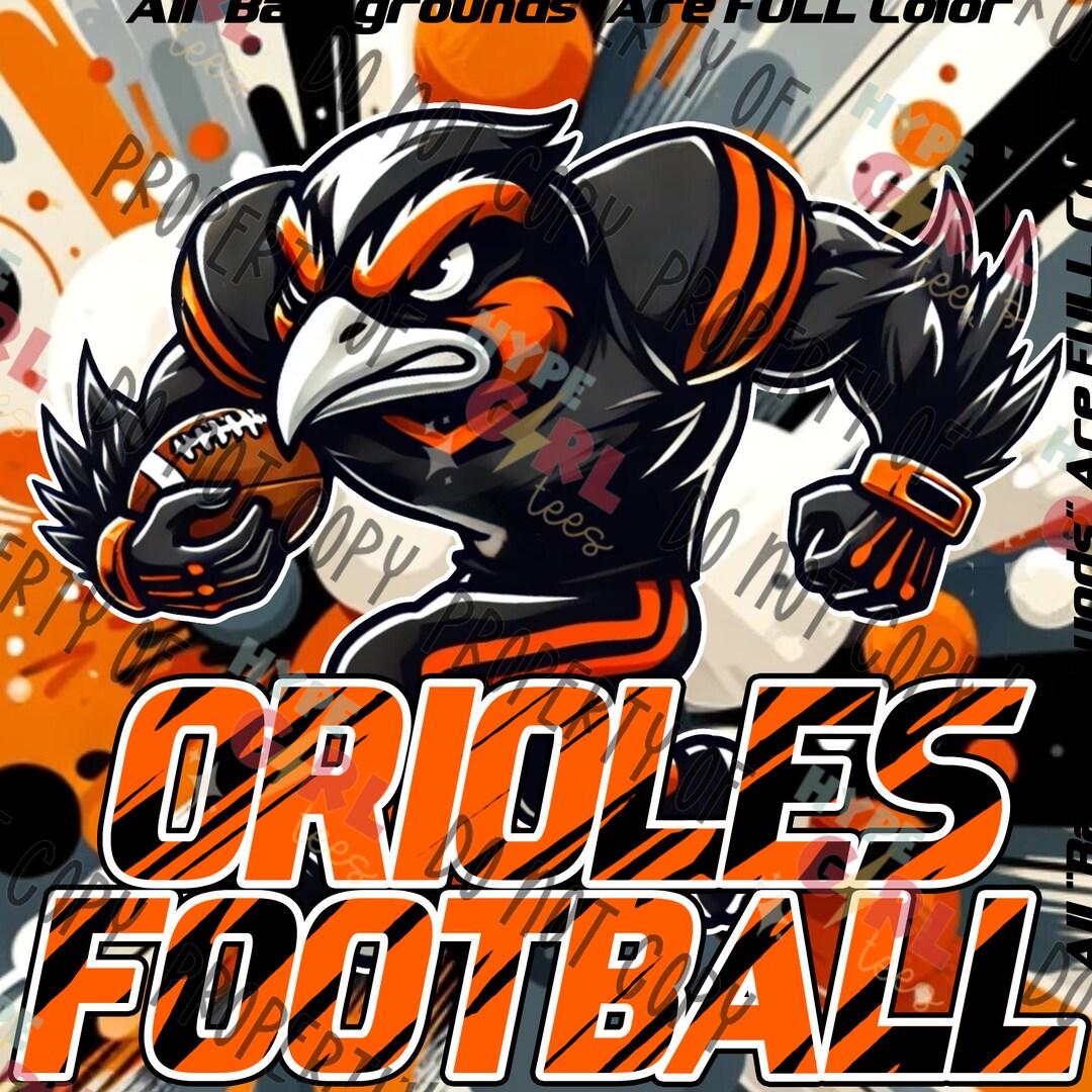 Orioles Football Design PNG Digital File. Black & Orange Version, Other ...