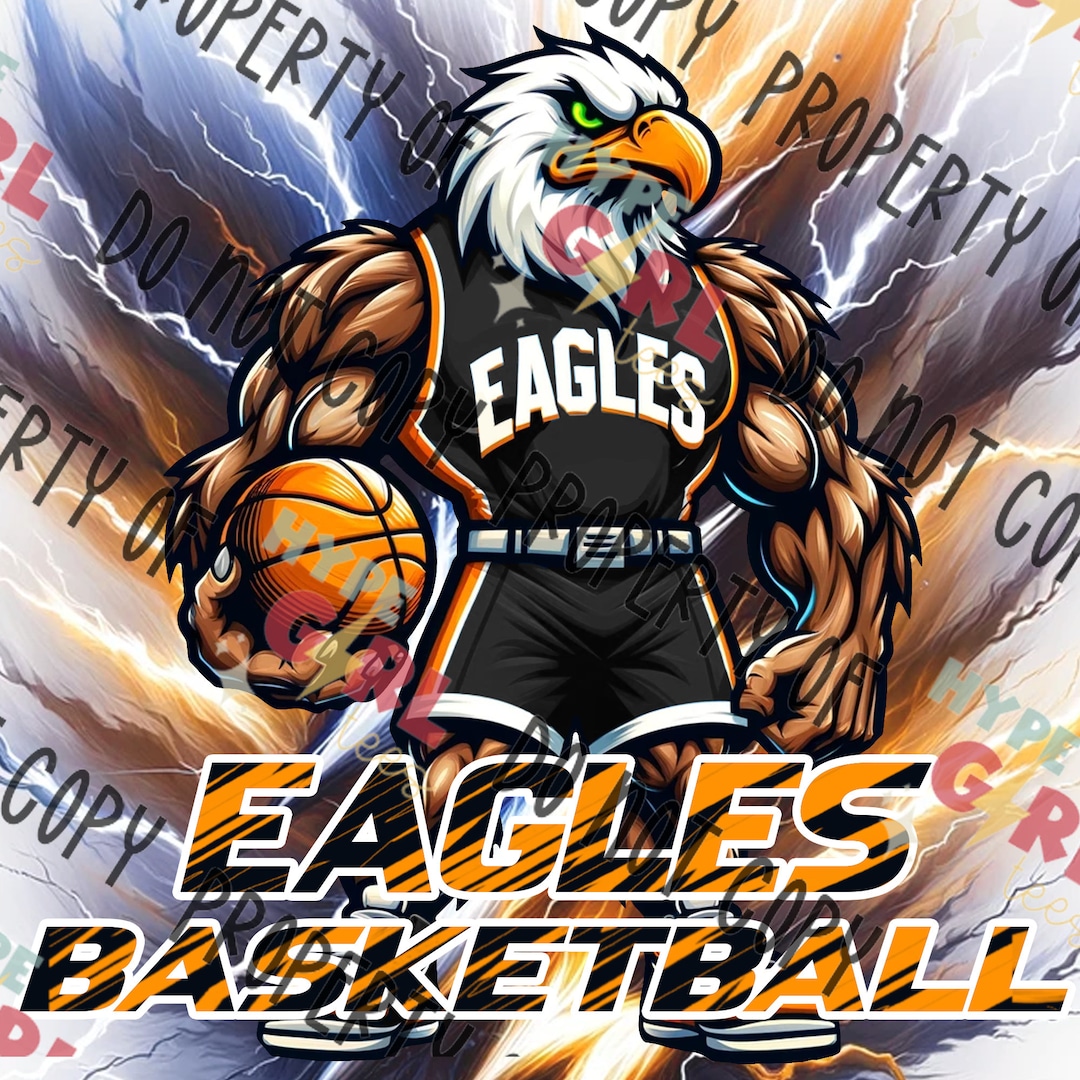 Eagles Basketball Mascot Digital File Black & Orange Variation. Other ...