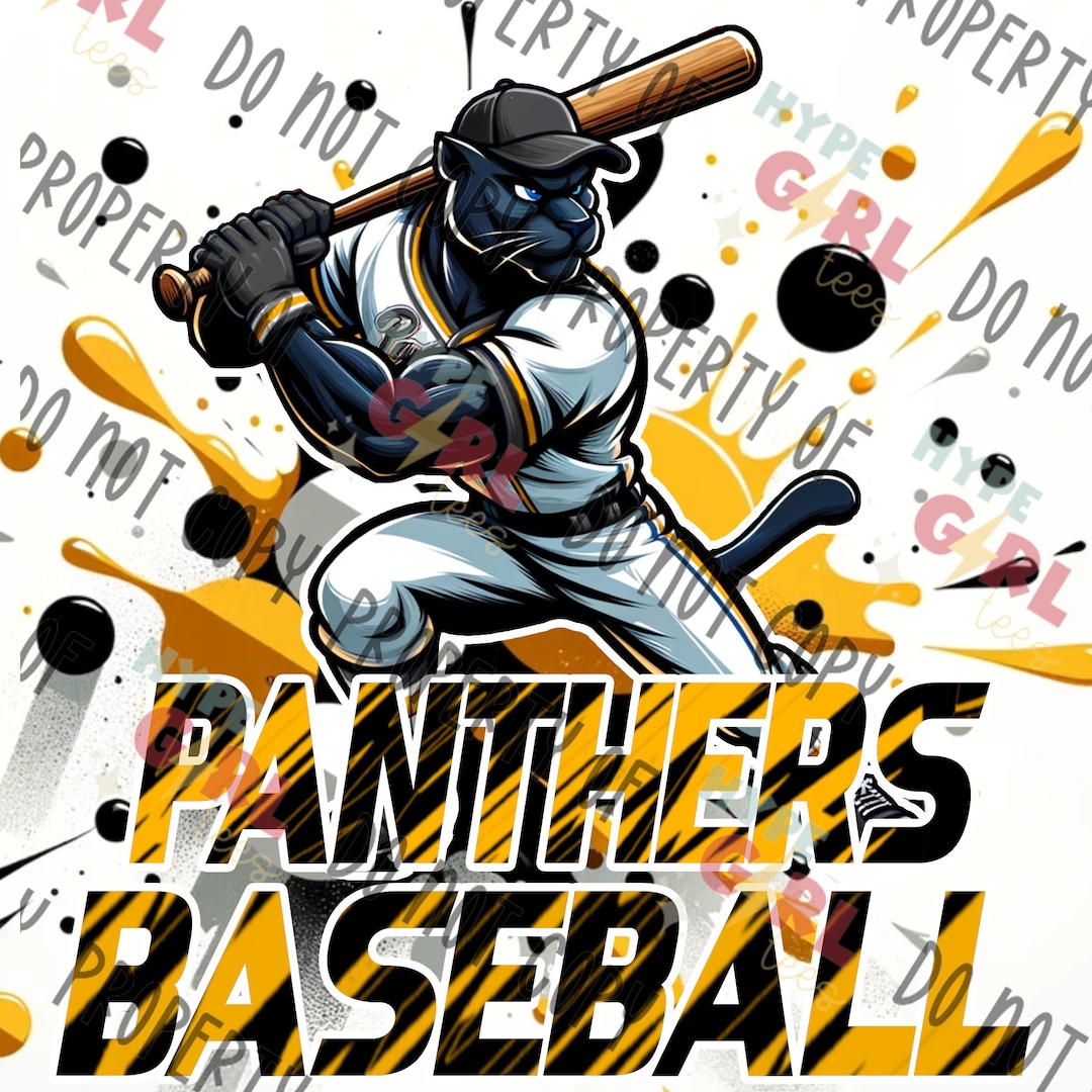 Panther Baseball Mascot PNG Digital File. Black & Gold Variant. OTHER ...