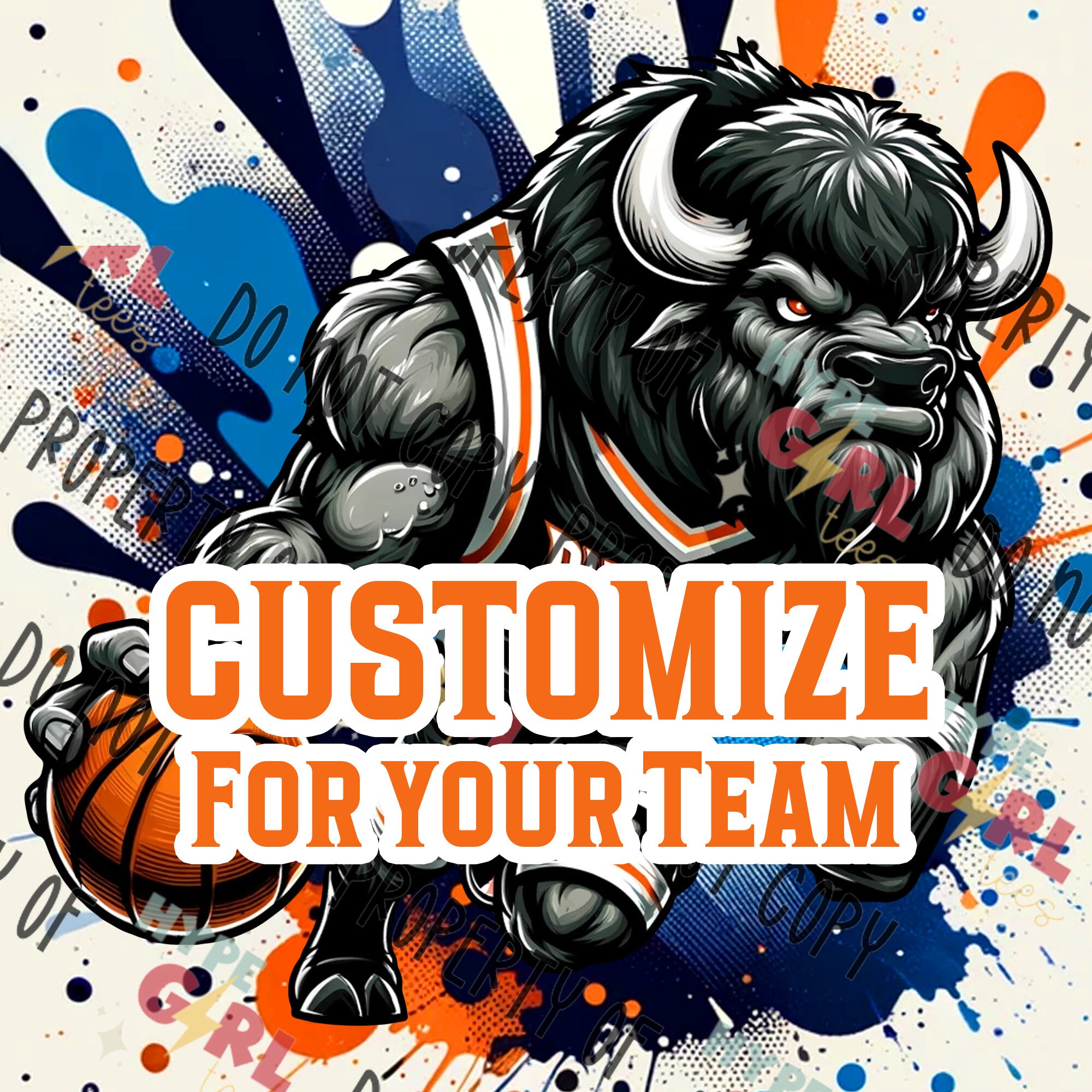 Buffalo Basketball Mascot PNG Digital File. Black & Orange Buffalo Logo ...