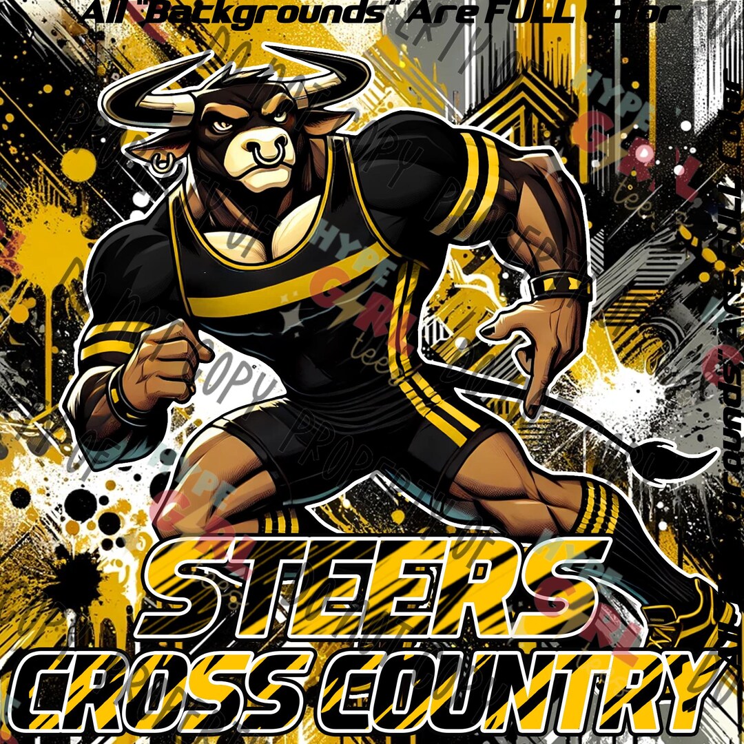 Bulls / Steers Track / Cross Country PNG Digital File. Black & Gold ...