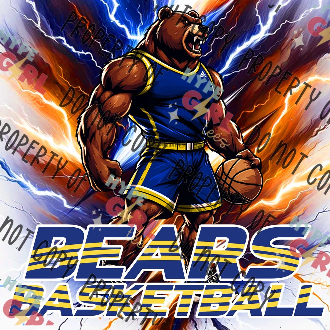 Bears Basketball Mascot PNG, Digital File. Bears Logo. Blue & Yellow ...