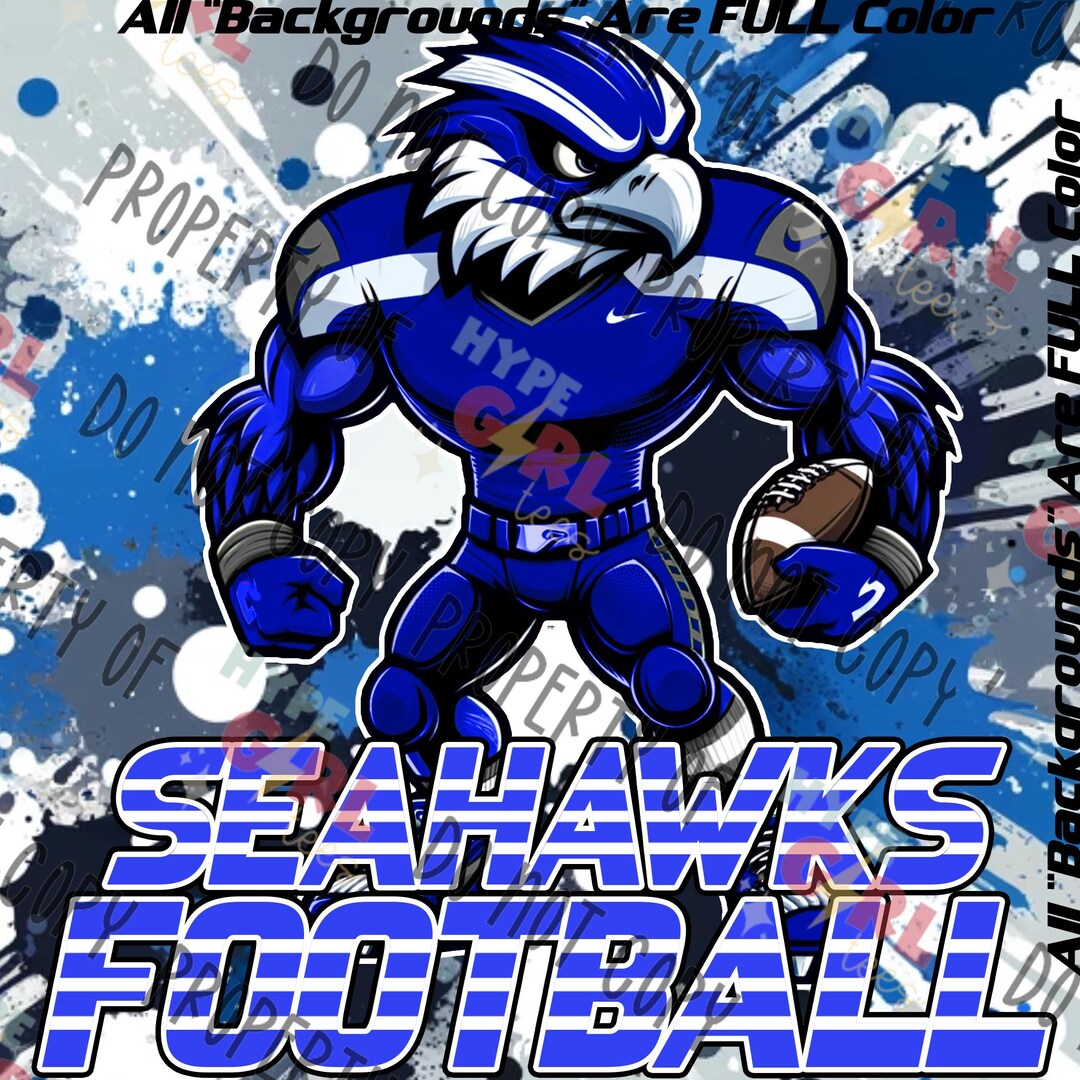 Seahawks Football Design Digital PNG File. Blue & White Version. OTHER ...