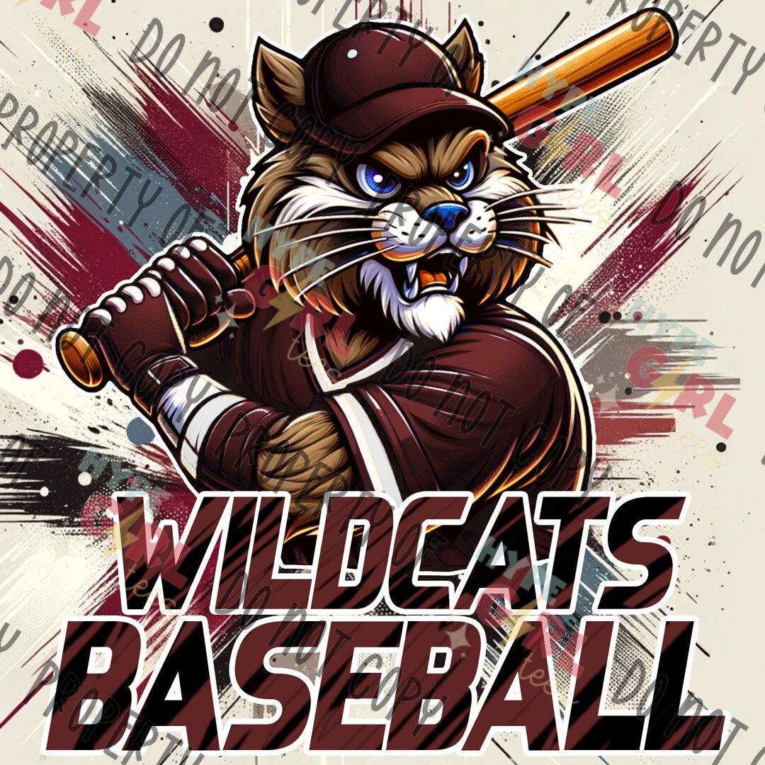 Wildcats / Bobcats Baseball Mascot PNG Digital File Maroon & White ...