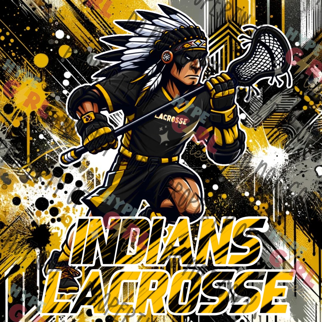 Indians / Warriors / Chiefs Lacrosse Design PNG Black & Gold Variation ...