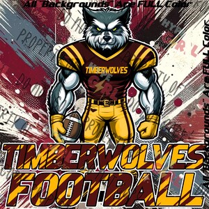 Wolverine / Wolves / Timberwolves Football PNG Design. Maroon & Gold ...