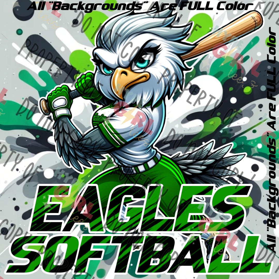 Lady Eagles Softball Mascot PNG Digital File. Green & White Variant ...