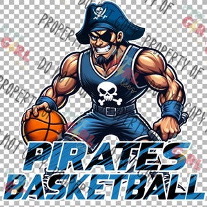 Pirates Basketball Mascot Design Digital File PNG. Blue & White ...