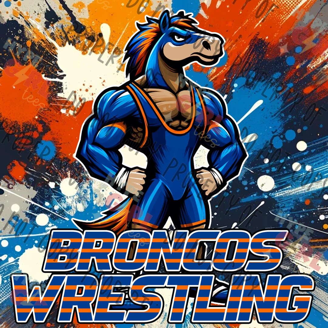 Mustangs / Broncos Wrestling Mascot PNG. Blue & Orange Variation. Other ...