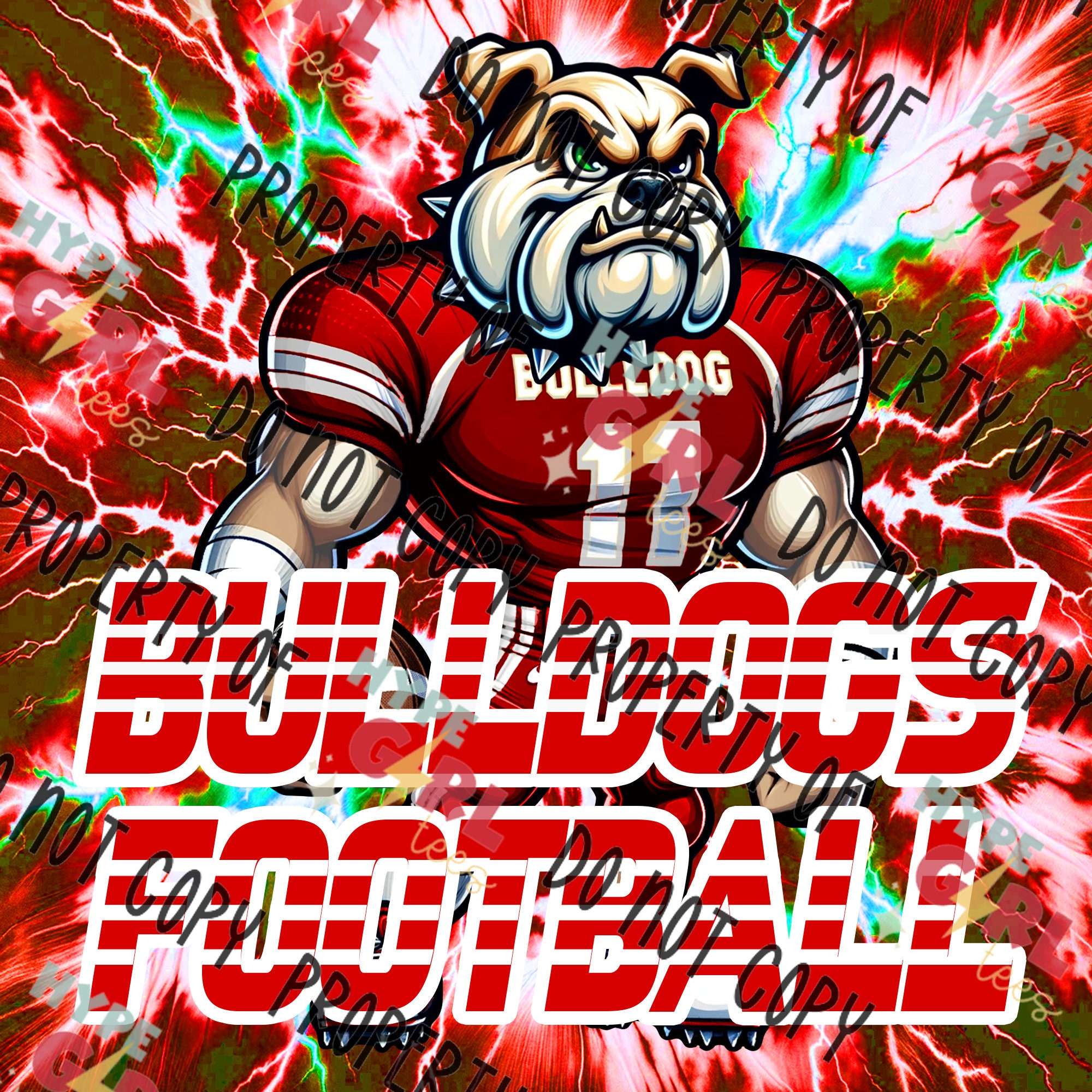 Bulldogs Football PNG Digital File. Red & White Variation. Other Colors ...
