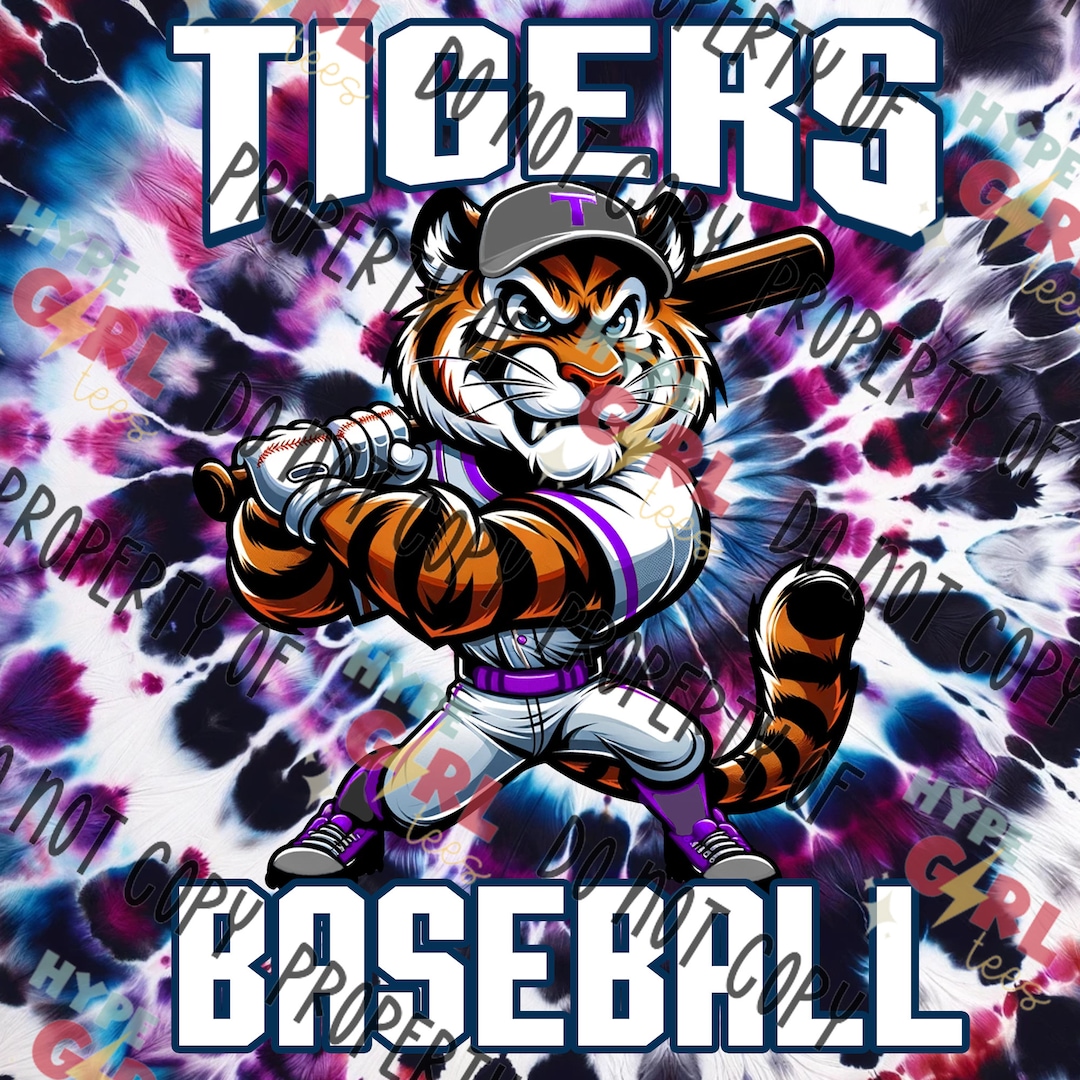 Tigers Baseball Mascot PNG Digital File. Purple & Gray, Other Colors ...