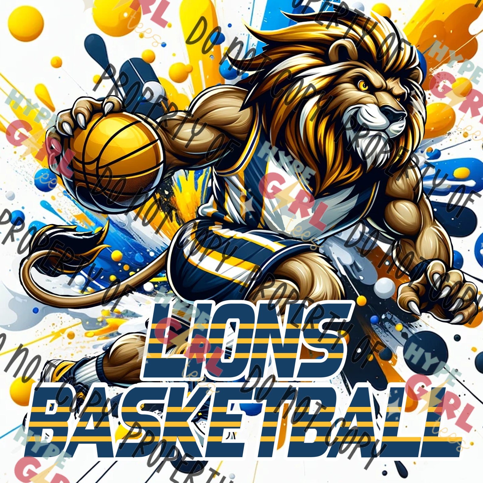 Lions Basketball Mascot PNG, Digital File. Lion Logo. Navy & Gold ...