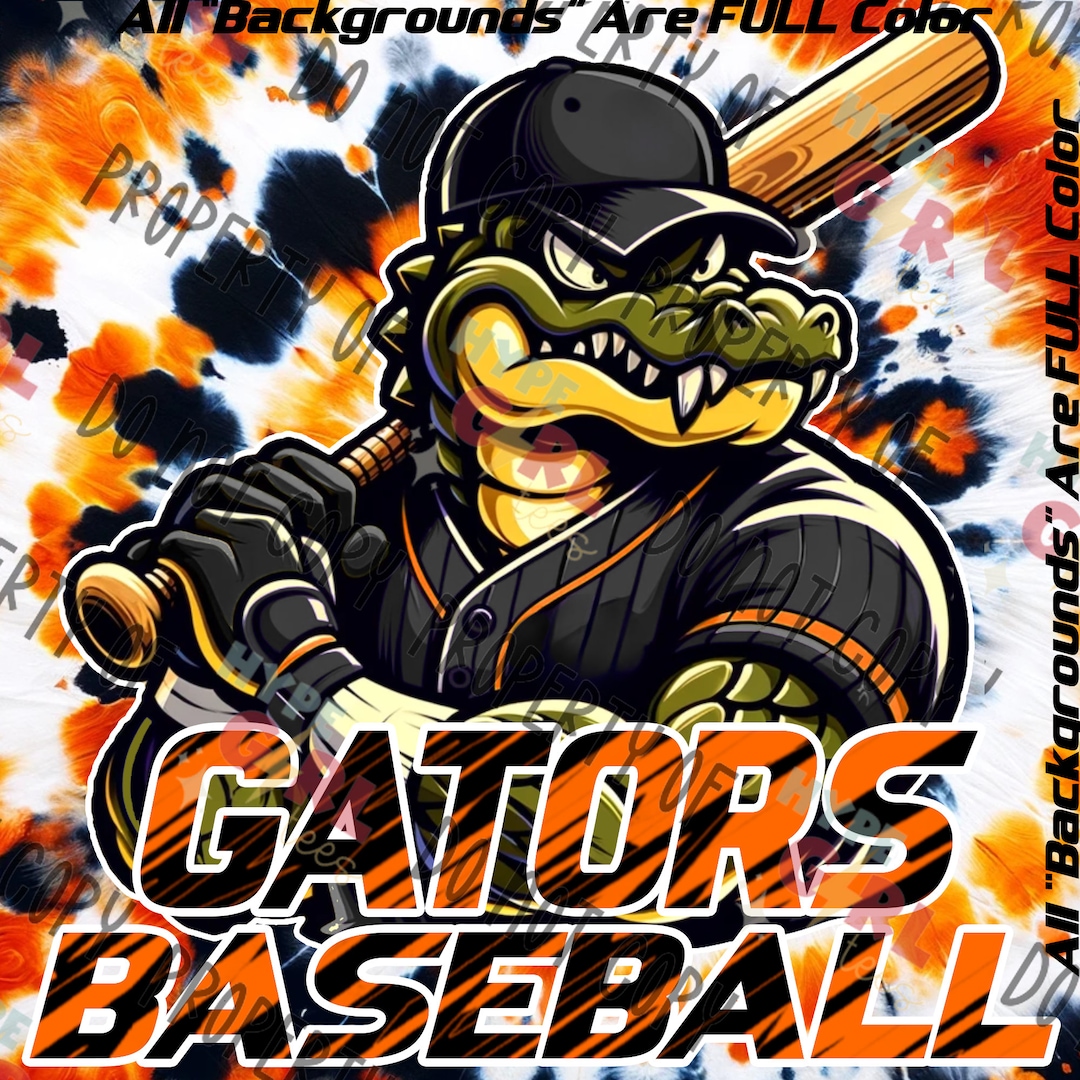 Gators Baseball / Softball Mascot PNG Digital File. Black & Orange ...