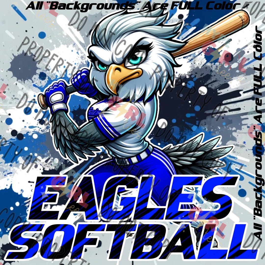 Lady Eagles Softball Mascot PNG Digital File. Blue & White Variant ...