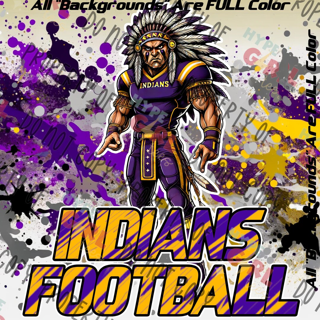 Indians /redskins / Chiefs / Warriors Football PNG Digital File. Purple ...
