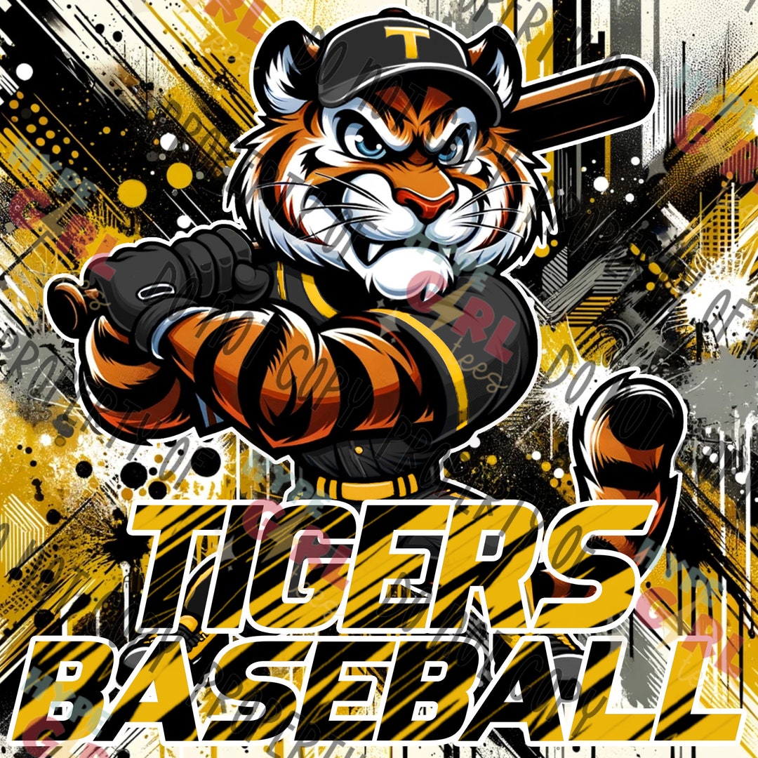 Tigers Baseball / Softball Mascot PNG Digital File. Black & Gold, Other ...
