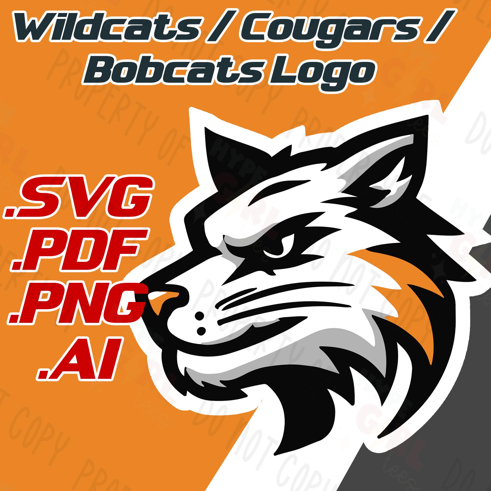 Wildcat / Cougar / Bobcat Logo SVG + PNG, Instant Download. Editable ...