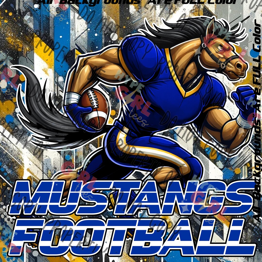 Mustangs / Broncos Football PNG Digital File. Blue & Gold Variation ...