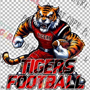 Tigers Football PNG Digital File. Red & Black Variation. Other Colors ...