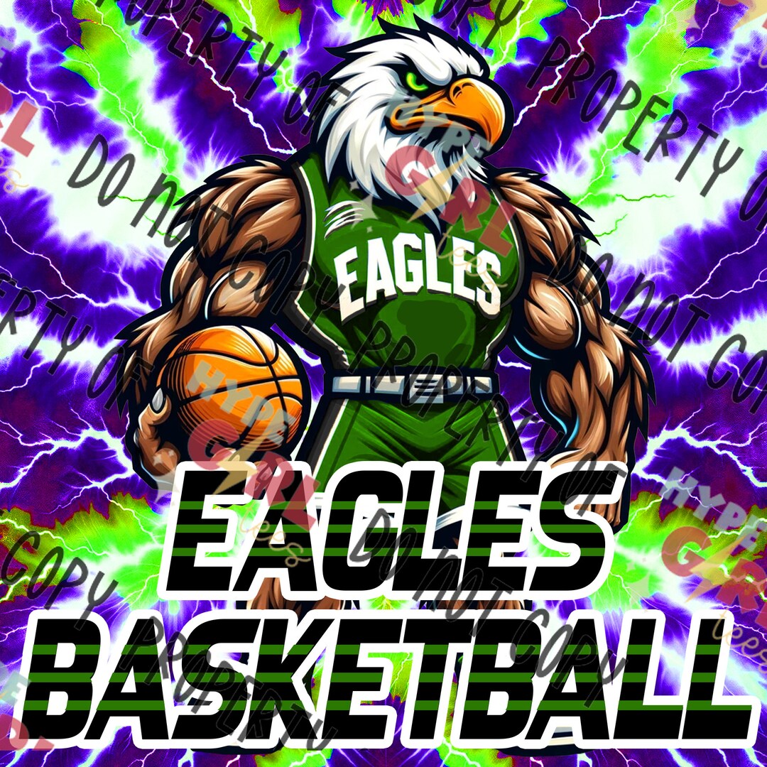 Eagles Basketball Mascot Digital File Green & Black Variation. Other ...
