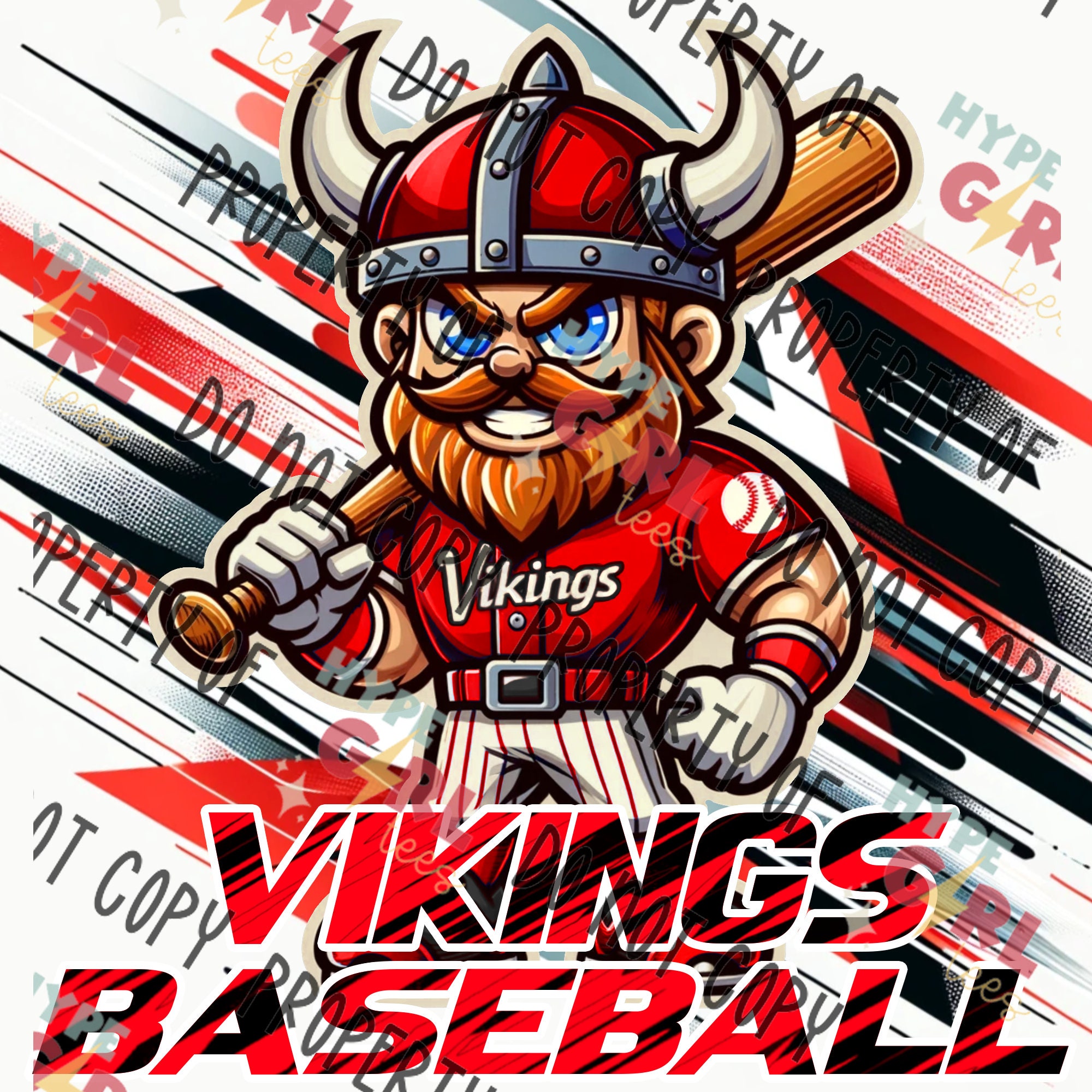 Vikings Baseball Mascot PNG Digital File. Red & White Variation. Other ...