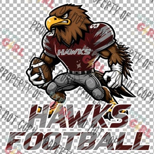 Hawks Football PNG Digital File. Maroon & Silver Variation. Other ...