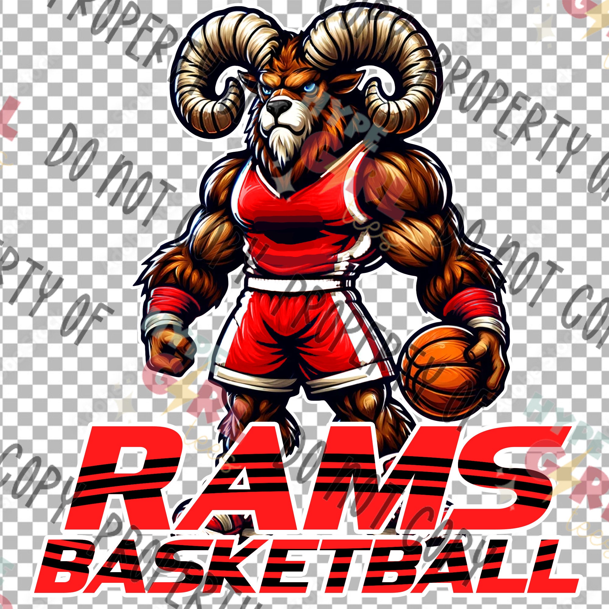 Rams Basketball Mascot PNG, Digital File. Rams Logo. Red & White ...