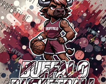 Buffalo Basketball Mascot PNG Digital File. Maroon & White Buffalo Logo ...