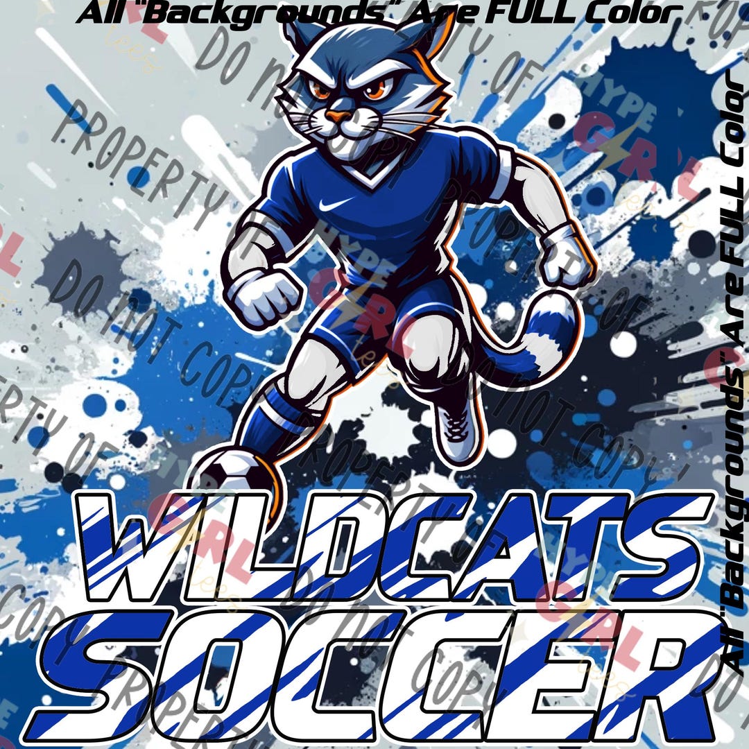 Wildcat Soccer Mascot PNG, Blue & White Version. OTHER Colors Available ...