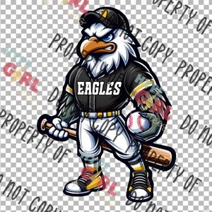 Eagles Baseball Mascot PNG Digital File. Black & Gold Variant. Other ...