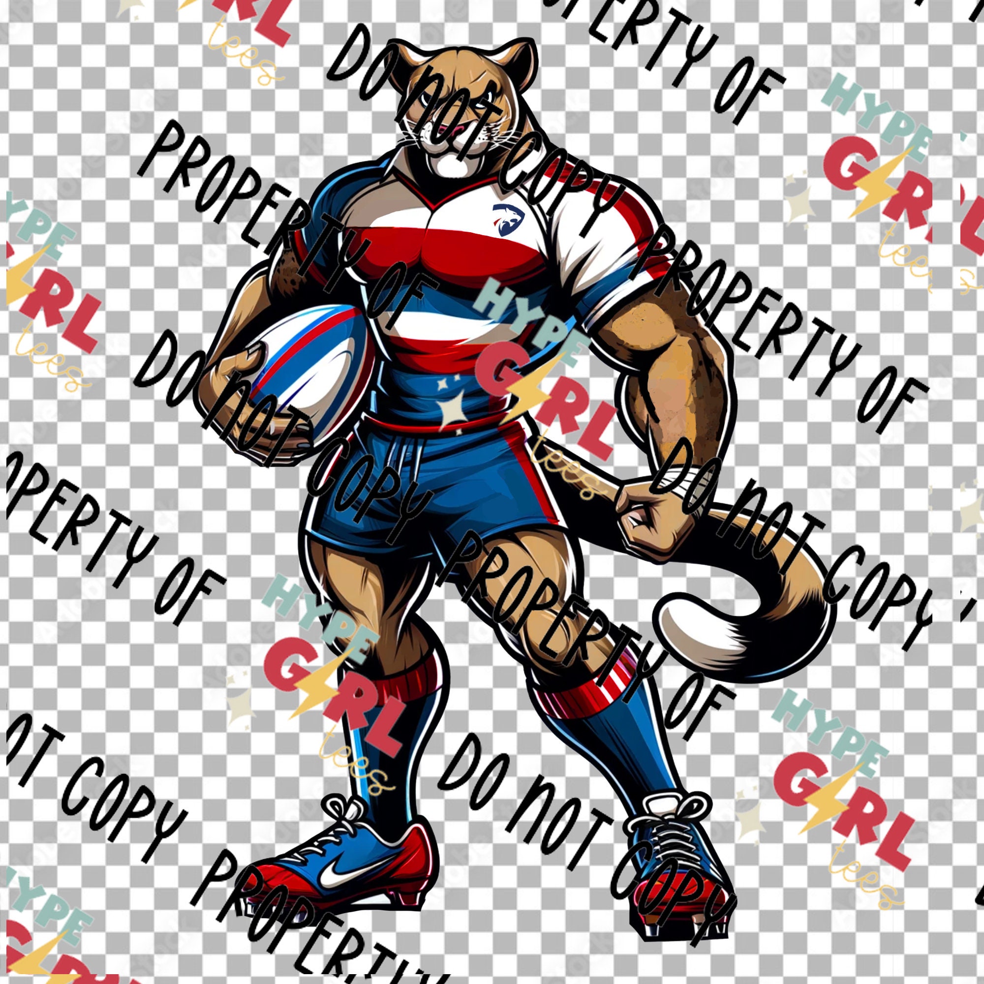 Rugby Mascot PNG Digital File. Red, White, and Blue Variant. Other ...