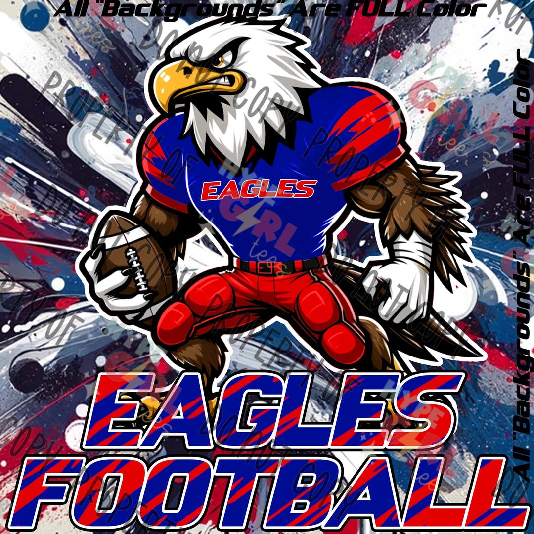 Eagles Football PNG Digital File. Blue & Red Variation. Other Colors ...