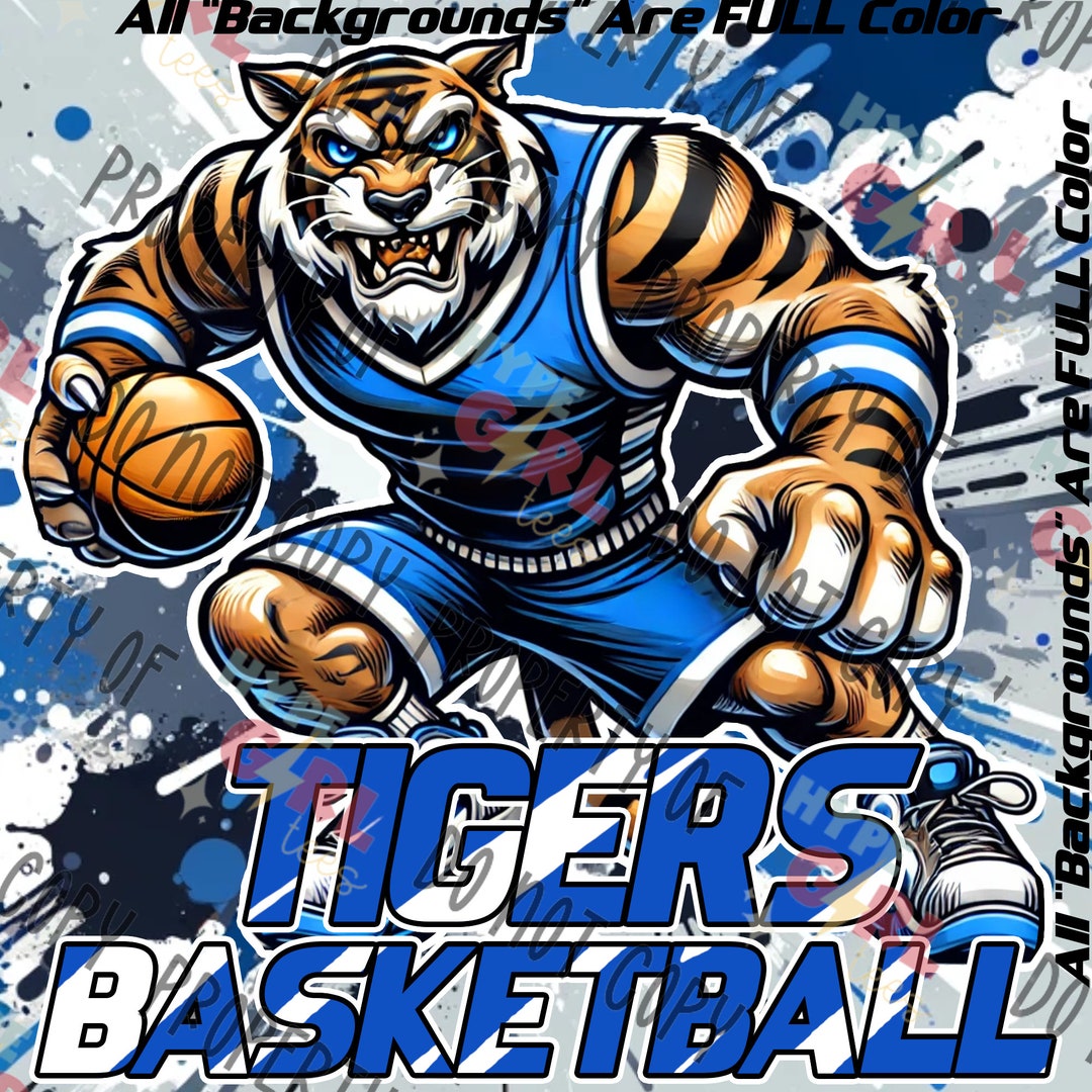 Tigers Basketball Mascot PNG, Blue & White Variation. Other Colors ...