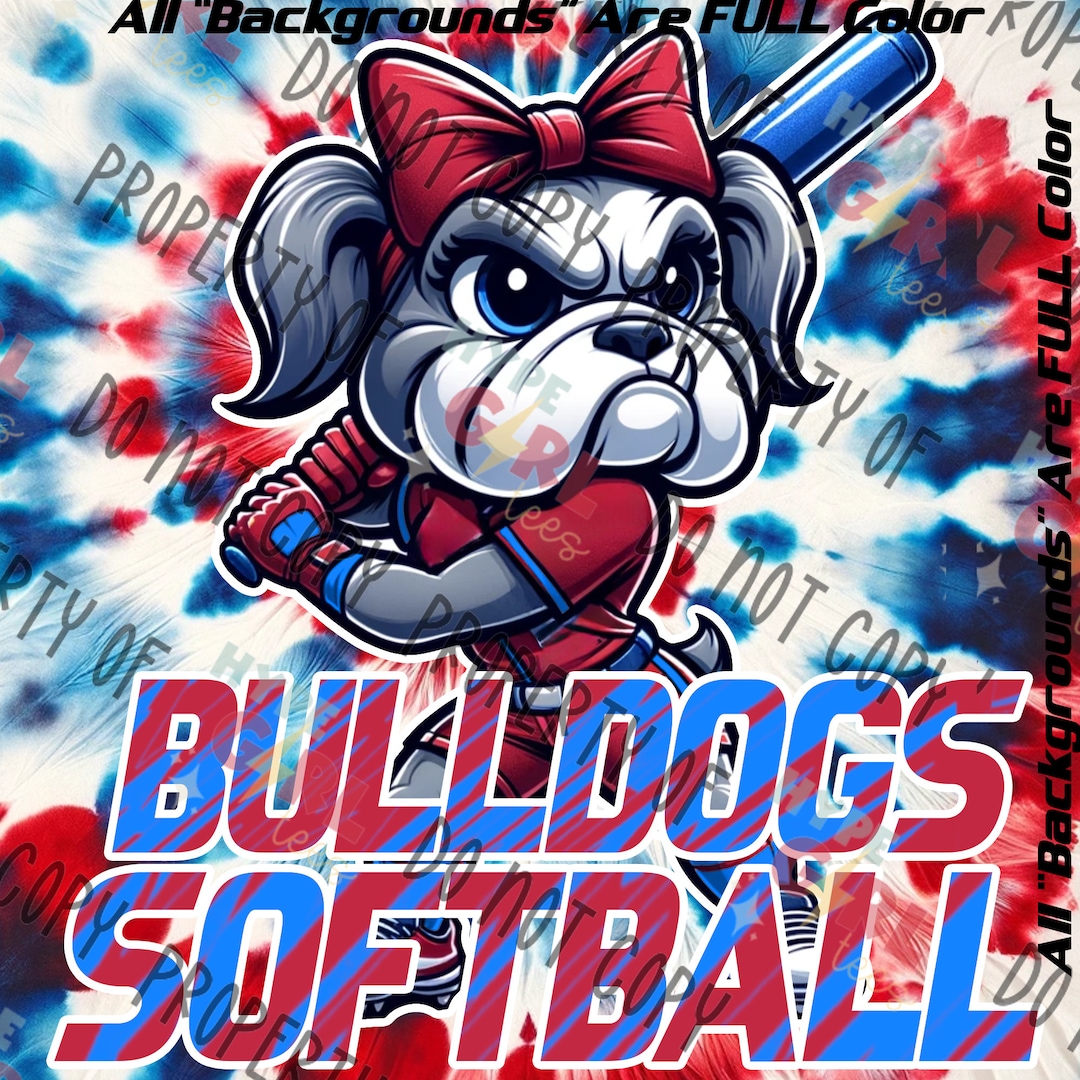 Lady Bulldogs Softball Design PNG Digital File. Red & Blue Version ...
