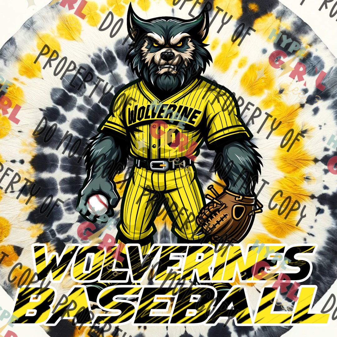Wolverine Baseball Mascot PNG Digital File. Black & Gold Variant. Other ...